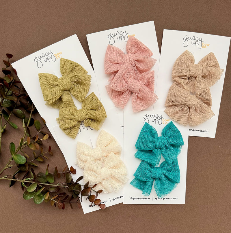 Wheat Tulle Pigtail Set – Gussy Up Bow Co.