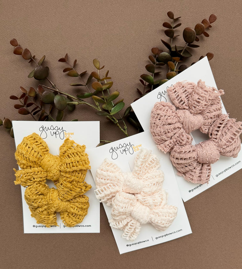Mustard Crinkle Bow – Gussy Up Bow Co.